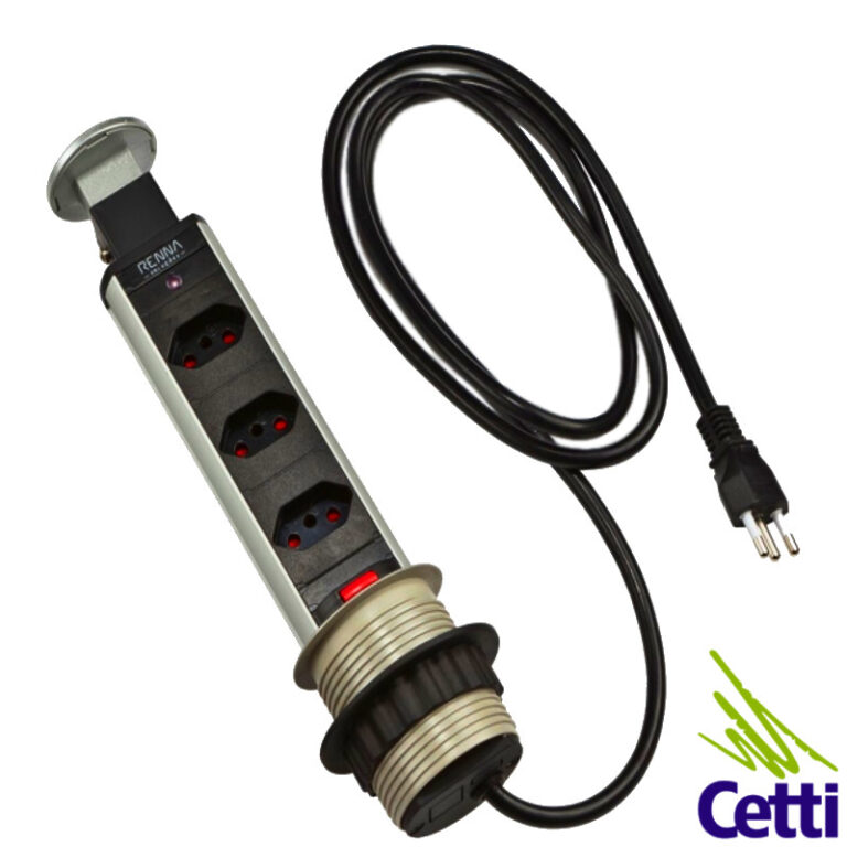Torre de Tomada Retrátil com 3 Tomadas - Cetti Materiais Elétricos