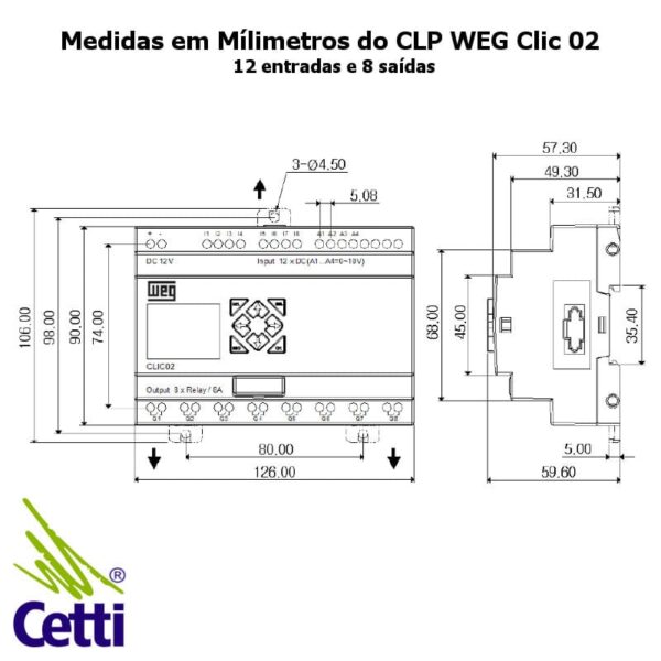 CLP WEG Clic 02 CLW-02/20HR-D - Cetti Materiais Elétricos