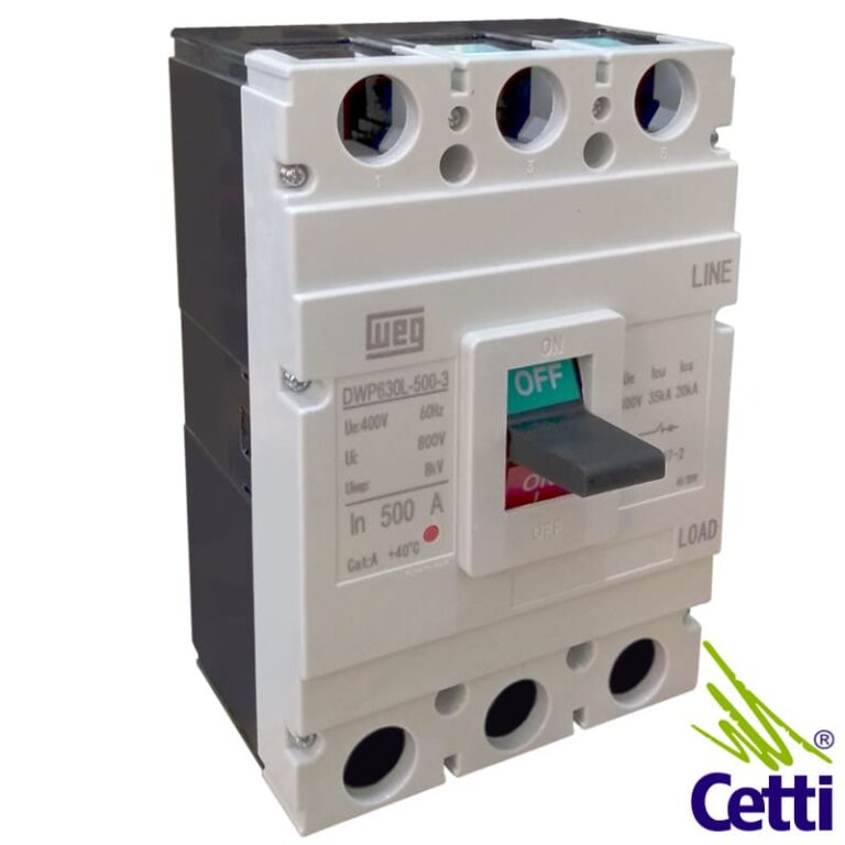 Disjuntor Caixa Moldada WEG 500A Tripolar DWP630L-500-3 - Cetti Materiais Elétricos