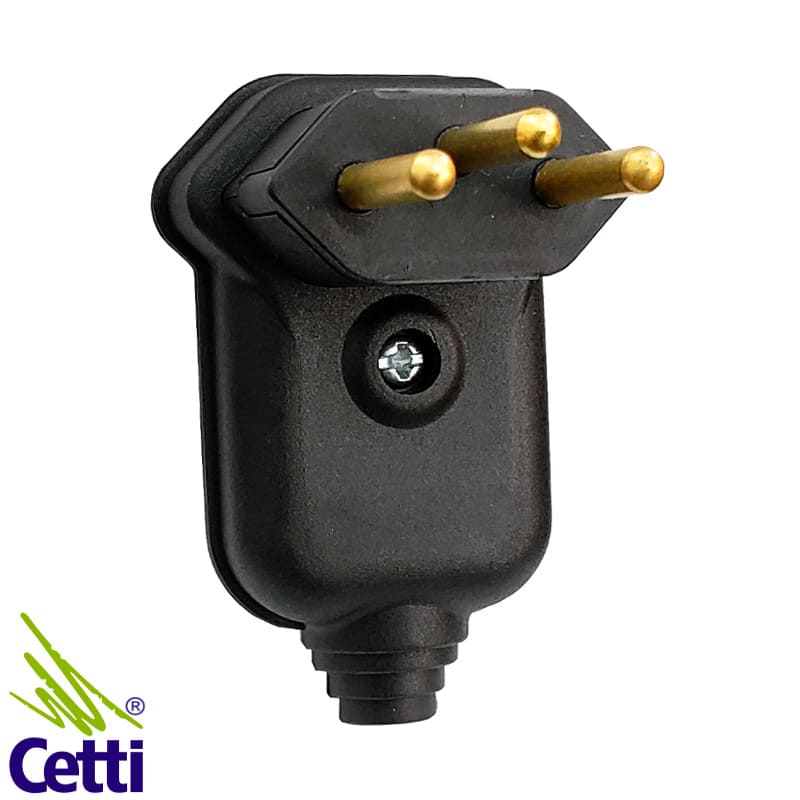 Plug Macho Para Extensão 90 Graus 2P+T 10A com Prensa Cabo Preto ...