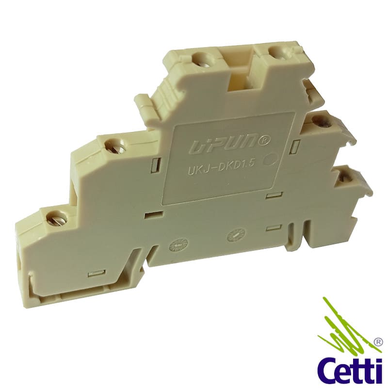 Borne Triplo 2,5 mm² Upun UKJ-DKD2.5 - Cetti Materiais Elétricos